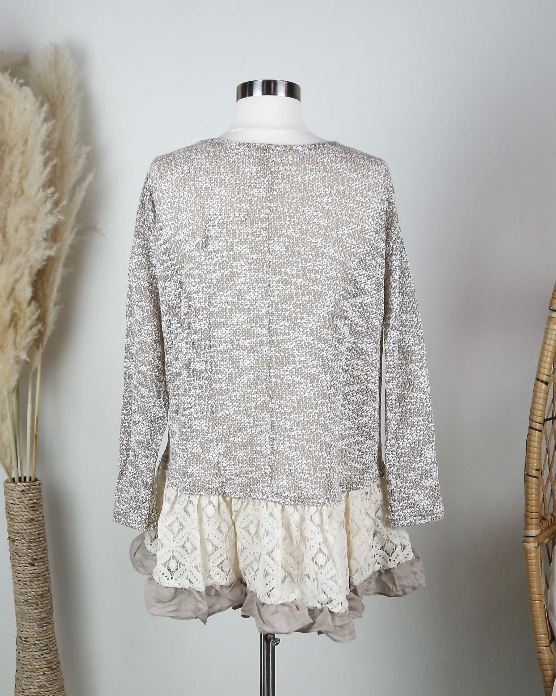 Entro Cut & Sew Lightweight Sweater Tunic With Ruffle Hem Mocha – Shop ...