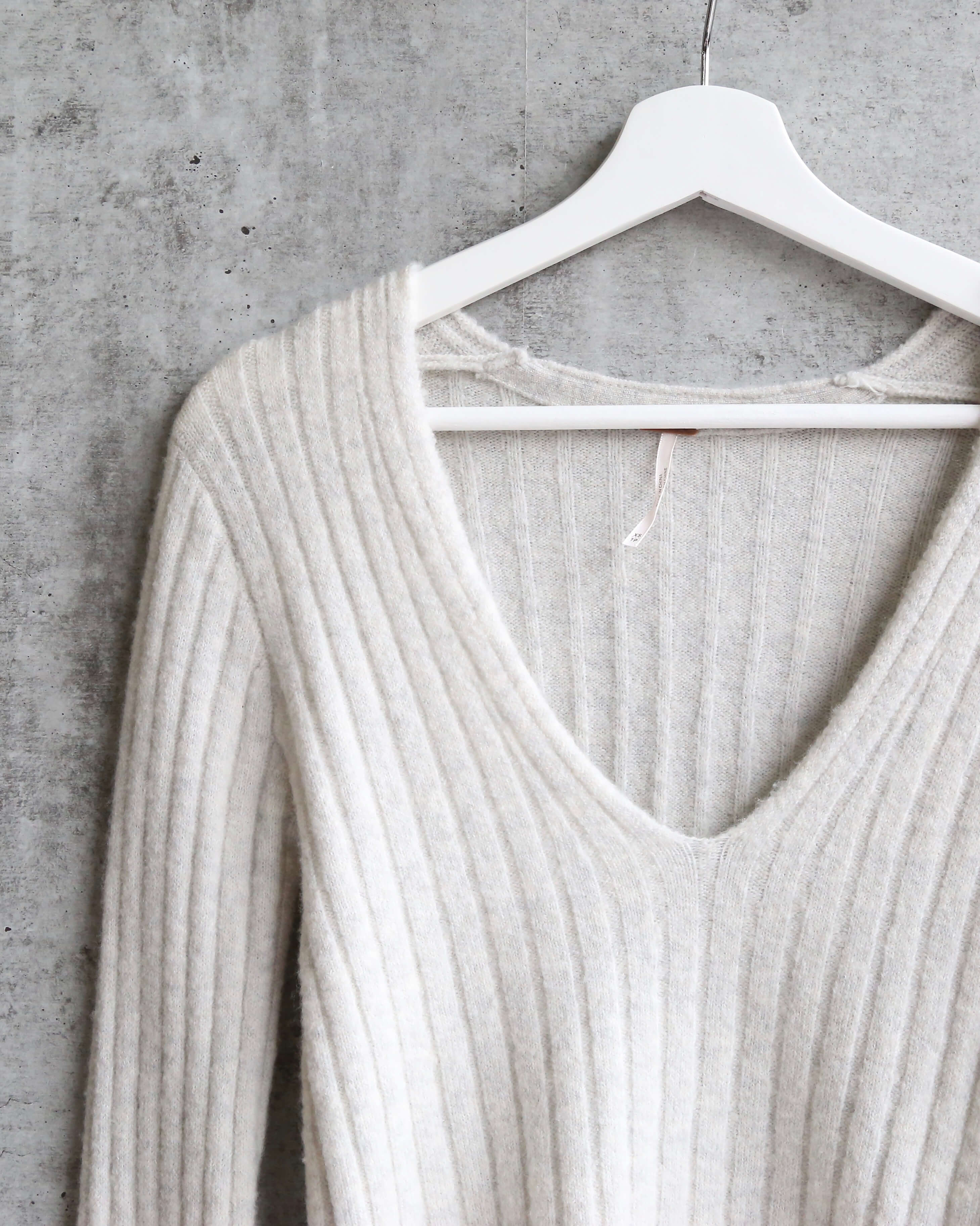 Free People - May Morning Wool Blend Ribbed Striped Flutted Bell Sleev ...