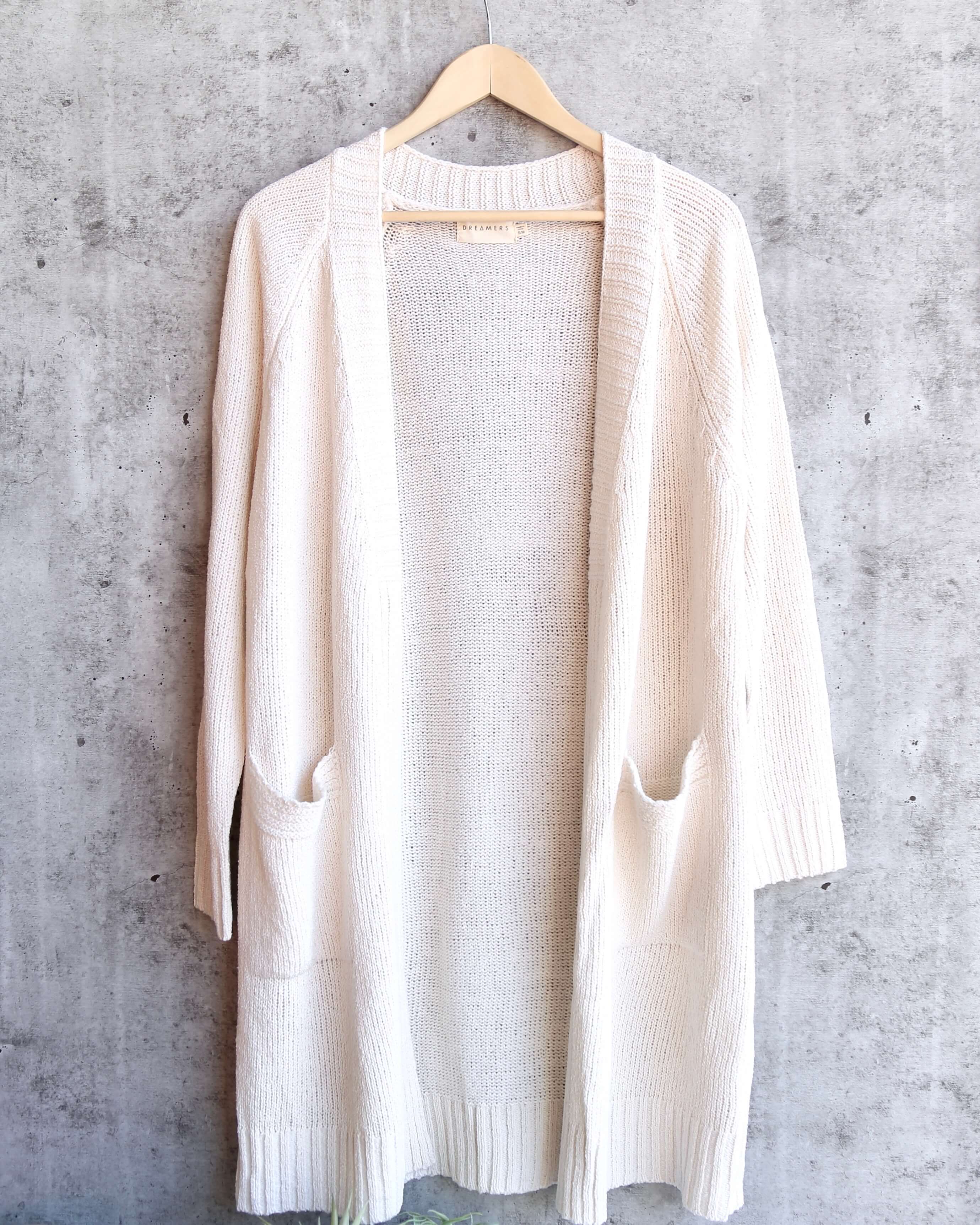 Dreamers - Longline Open Front Cardigan in Cream – Shop Hearts