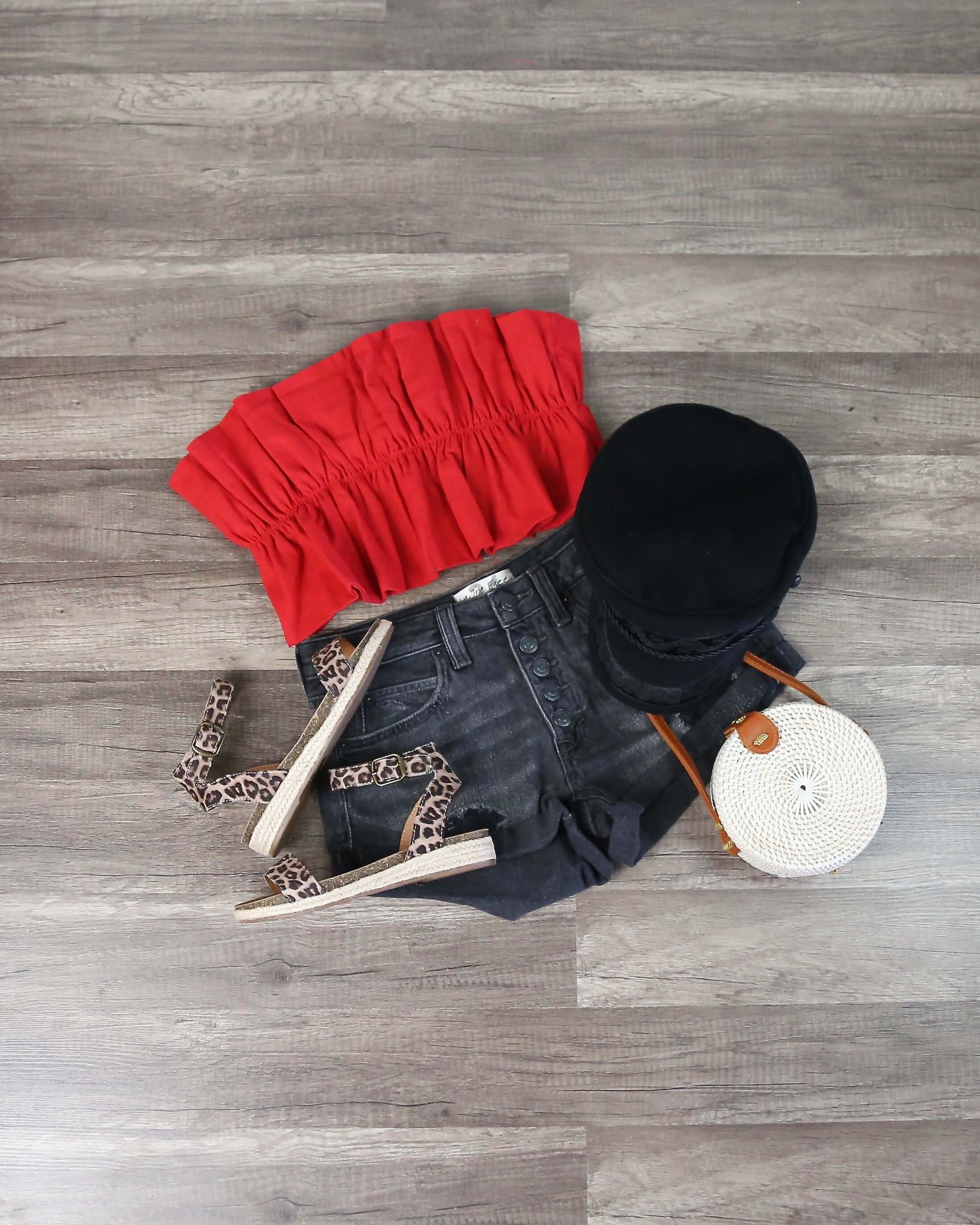 Double Take Ruffled Crop Top in Red – Shop Hearts