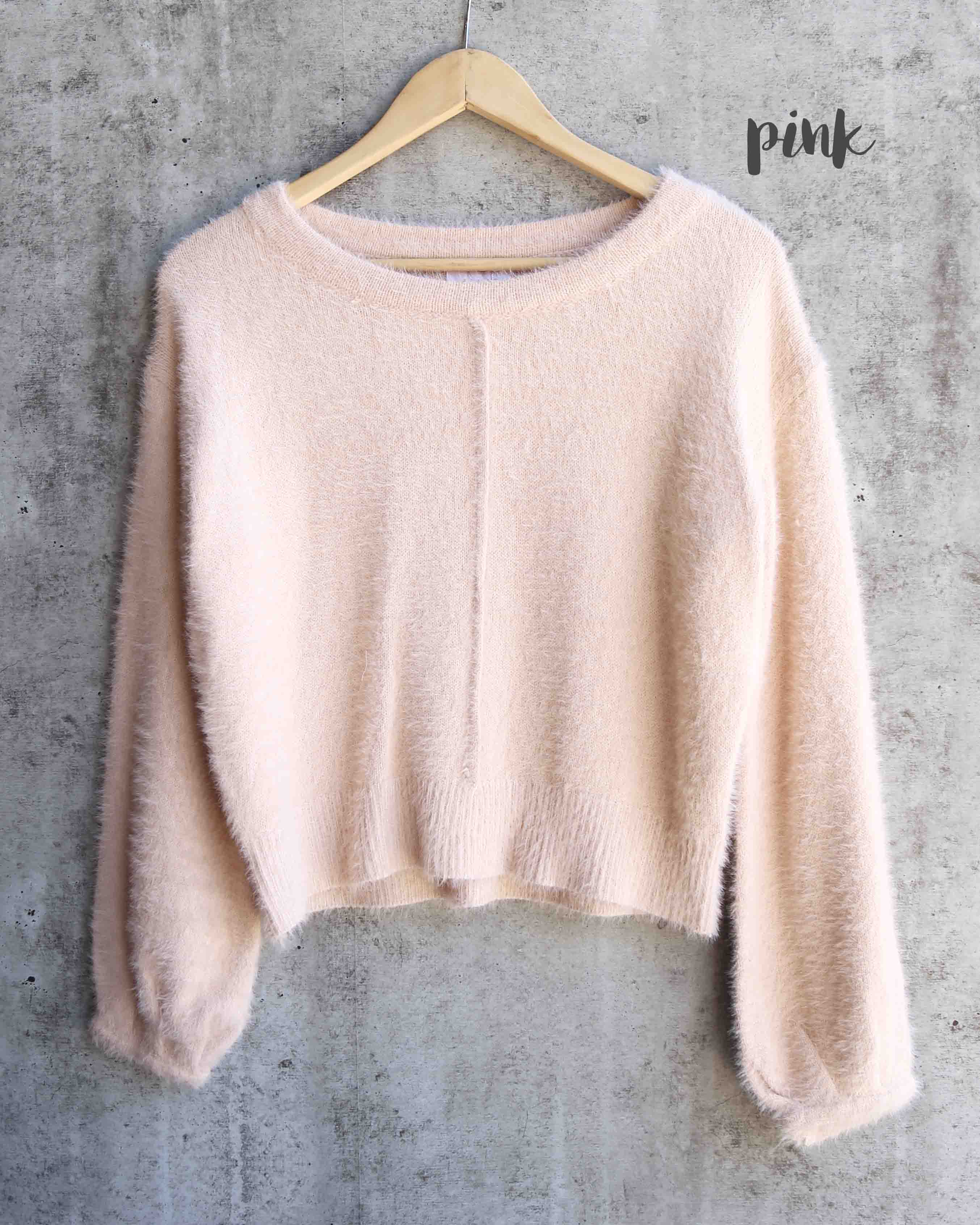 Fuzzy Cropped Sweater in More Colors – Shop Hearts