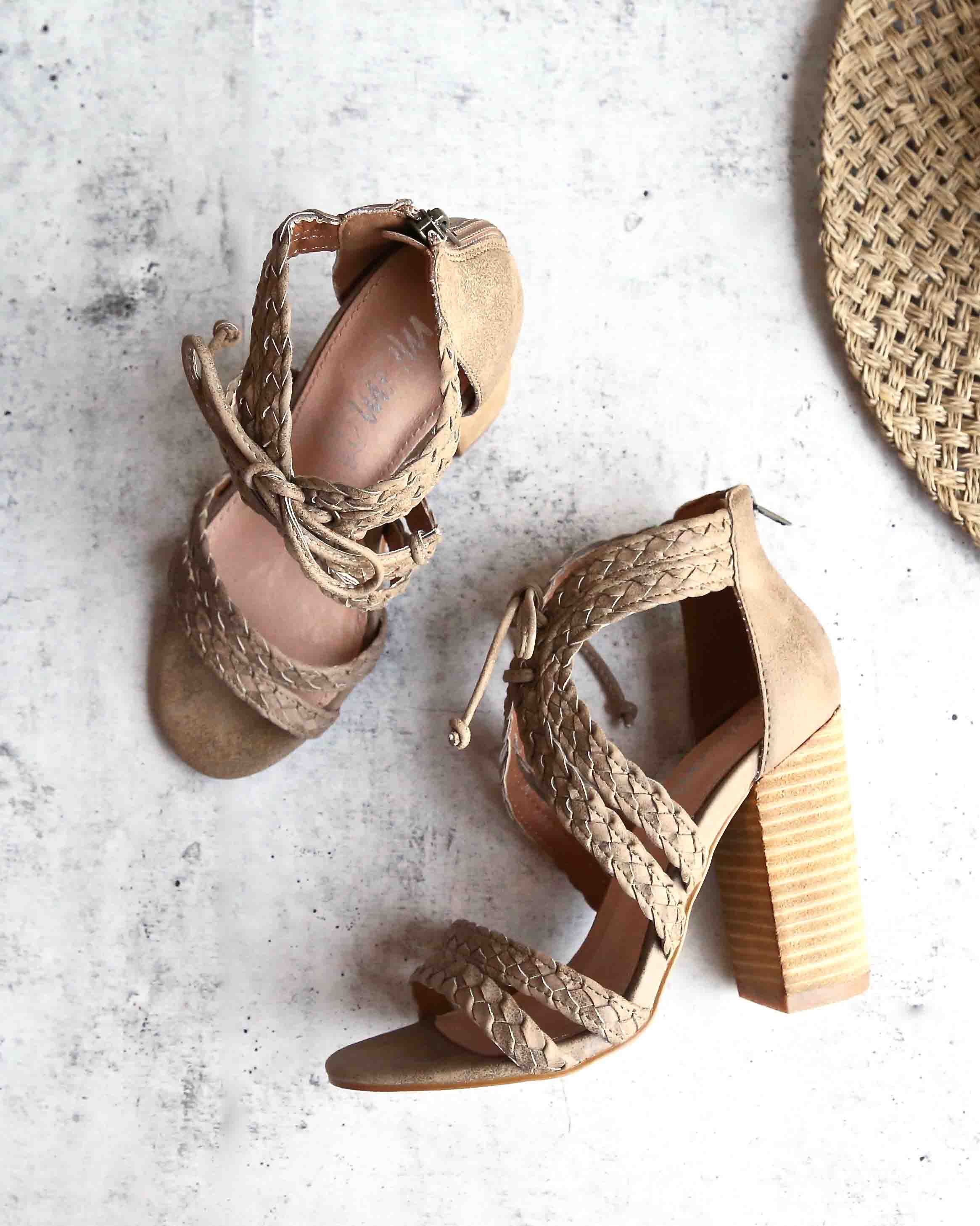 Mi.iM - Mai Tai Rope Tied Chunky Heels in Taupe – Shop Hearts