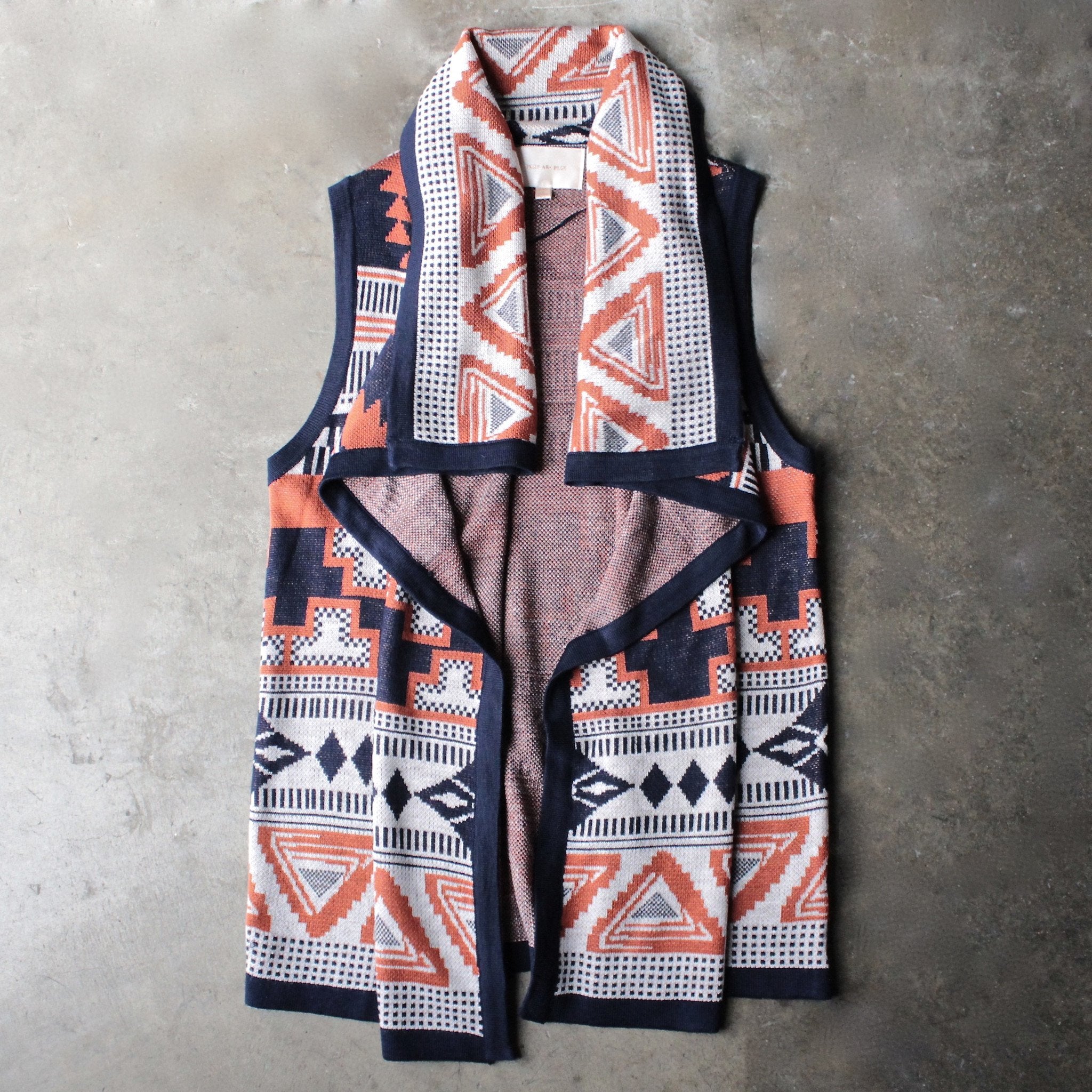 Knitted Waterfall Vest With Aztec Design – Shop Hearts
