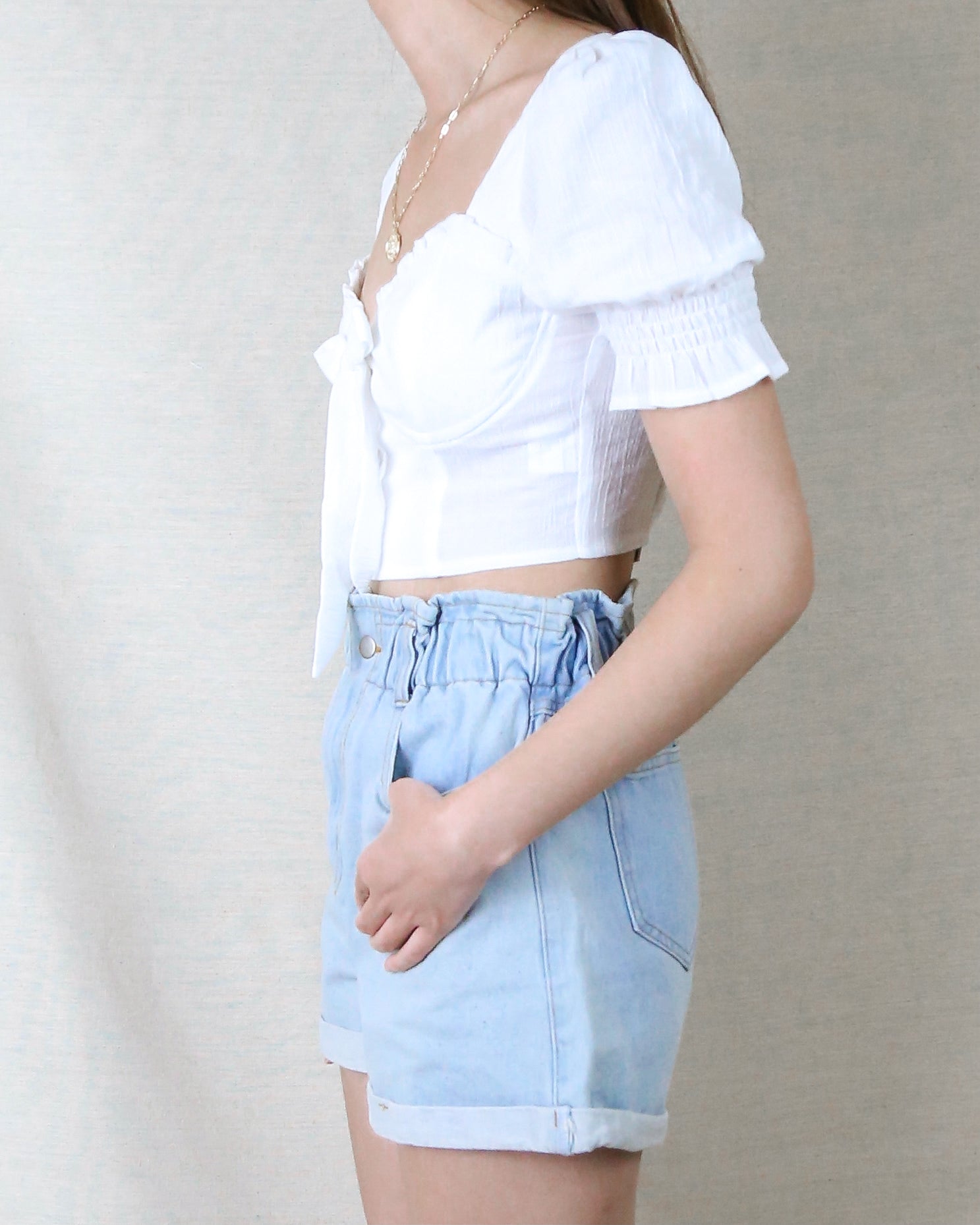 Distraction Bustier Cropped Blouse in White – Shop Hearts