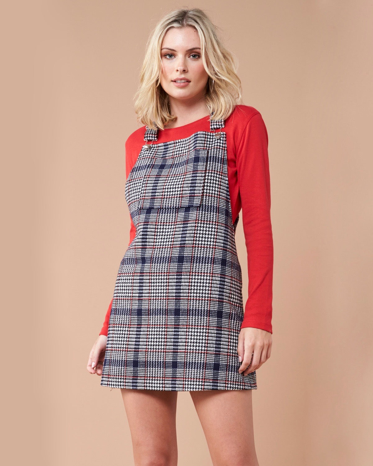 Final Sale - MINKPINK - New School Plaid Pinnie Dress in Grey – Shop Hearts