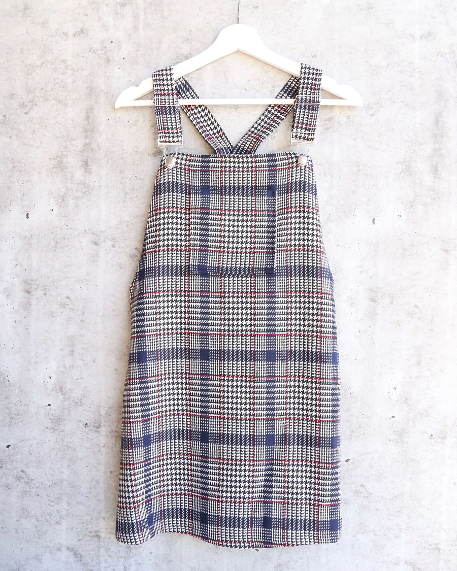 Final Sale - MINKPINK - New School Plaid Pinnie Dress in Grey – Shop Hearts