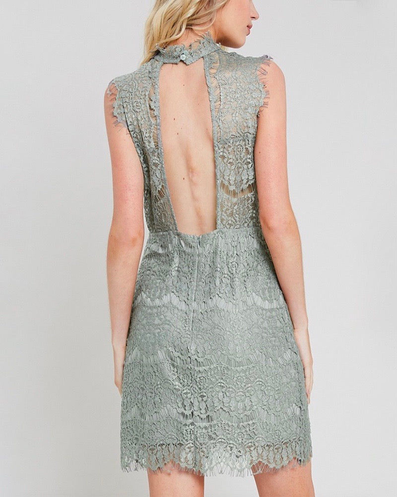 Open Back Mock Neck Lace Dress - More Colors – Shop Hearts