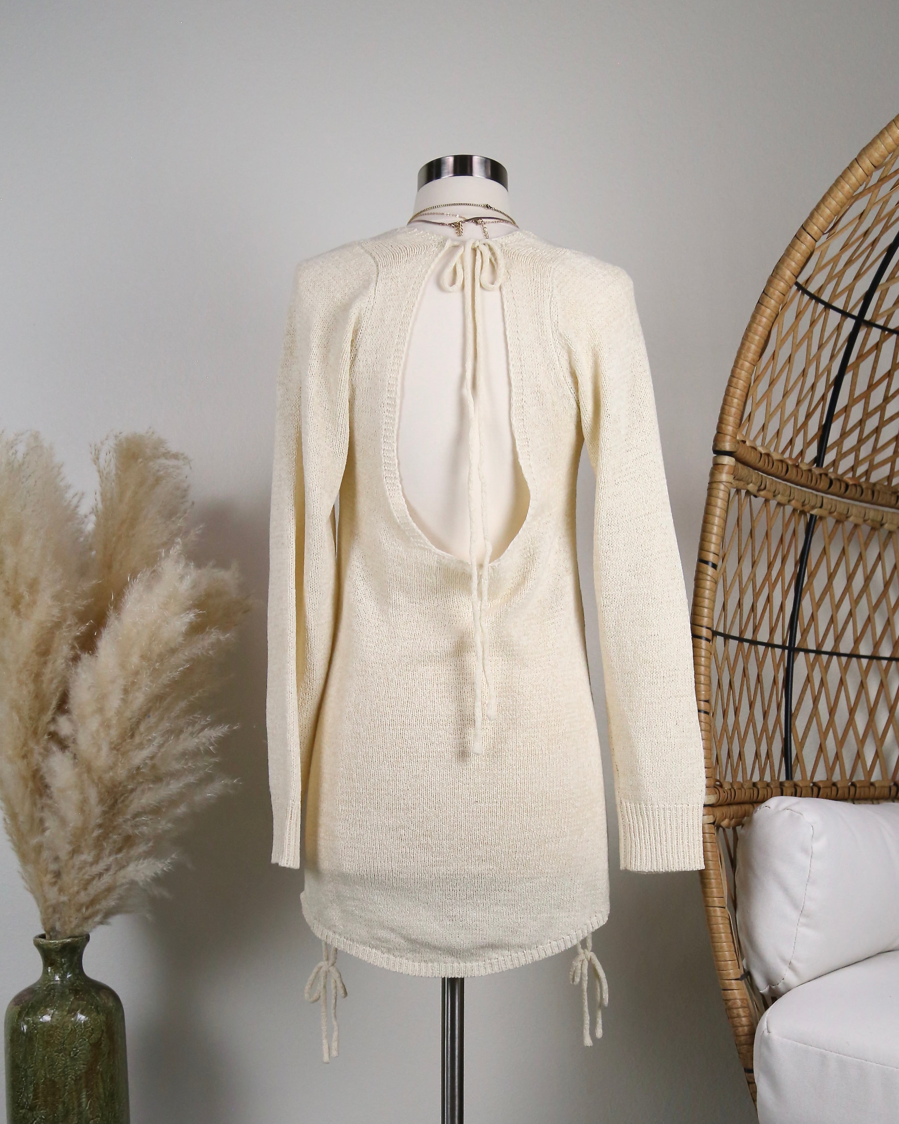 Open Back Knit Sweater Dress with Side Drawstring in More Colors – Shop ...