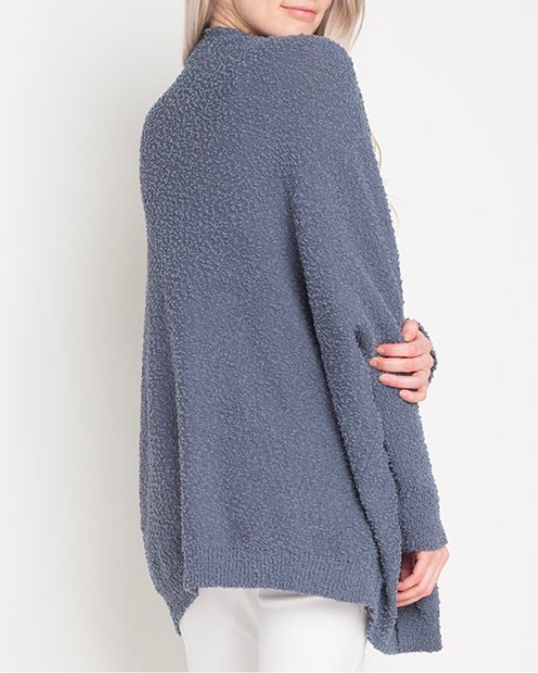 Open Fuzzy Cardigan with Pockets in Blue – Shop Hearts