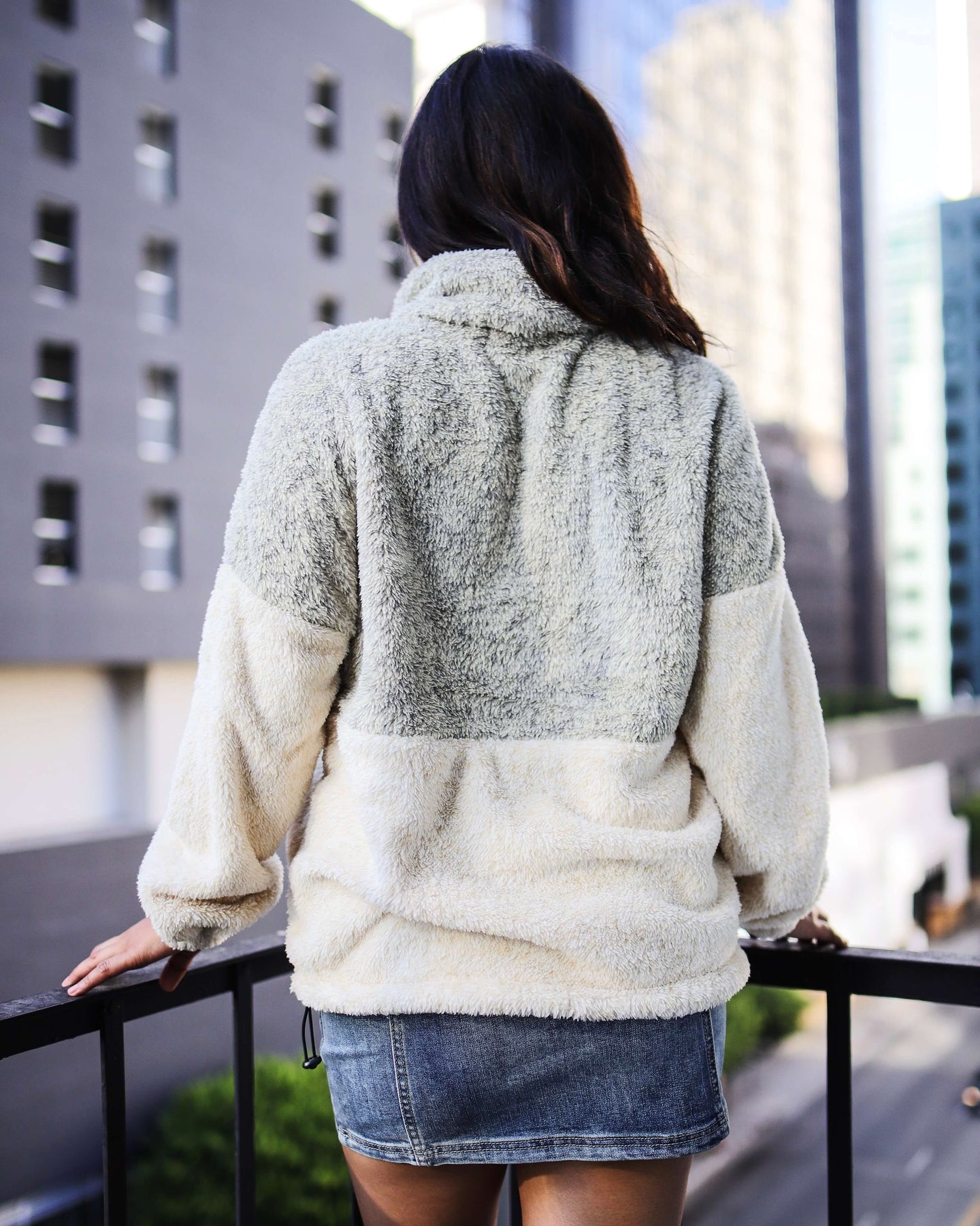Cozy Soft Womens Colorblock Sherpa Half-Zip Pullover Sweatshirt Taupe ...