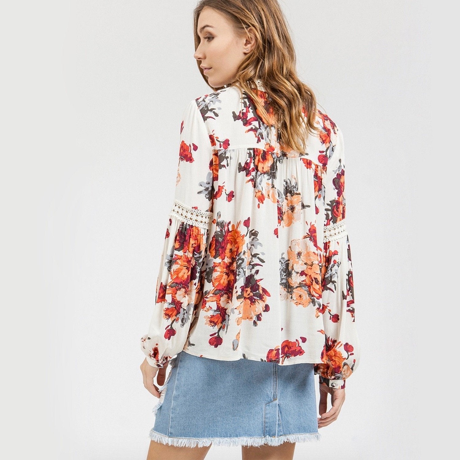 Final Sale - Blu Pepper - Floral Peasant Sleeve Spring Boho Top – Shop ...