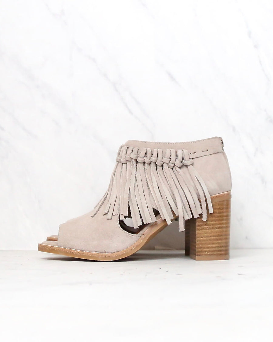 Sbicca - Hickory Suede Leather Fringe Ankle Booties in Beige – Shop Hearts