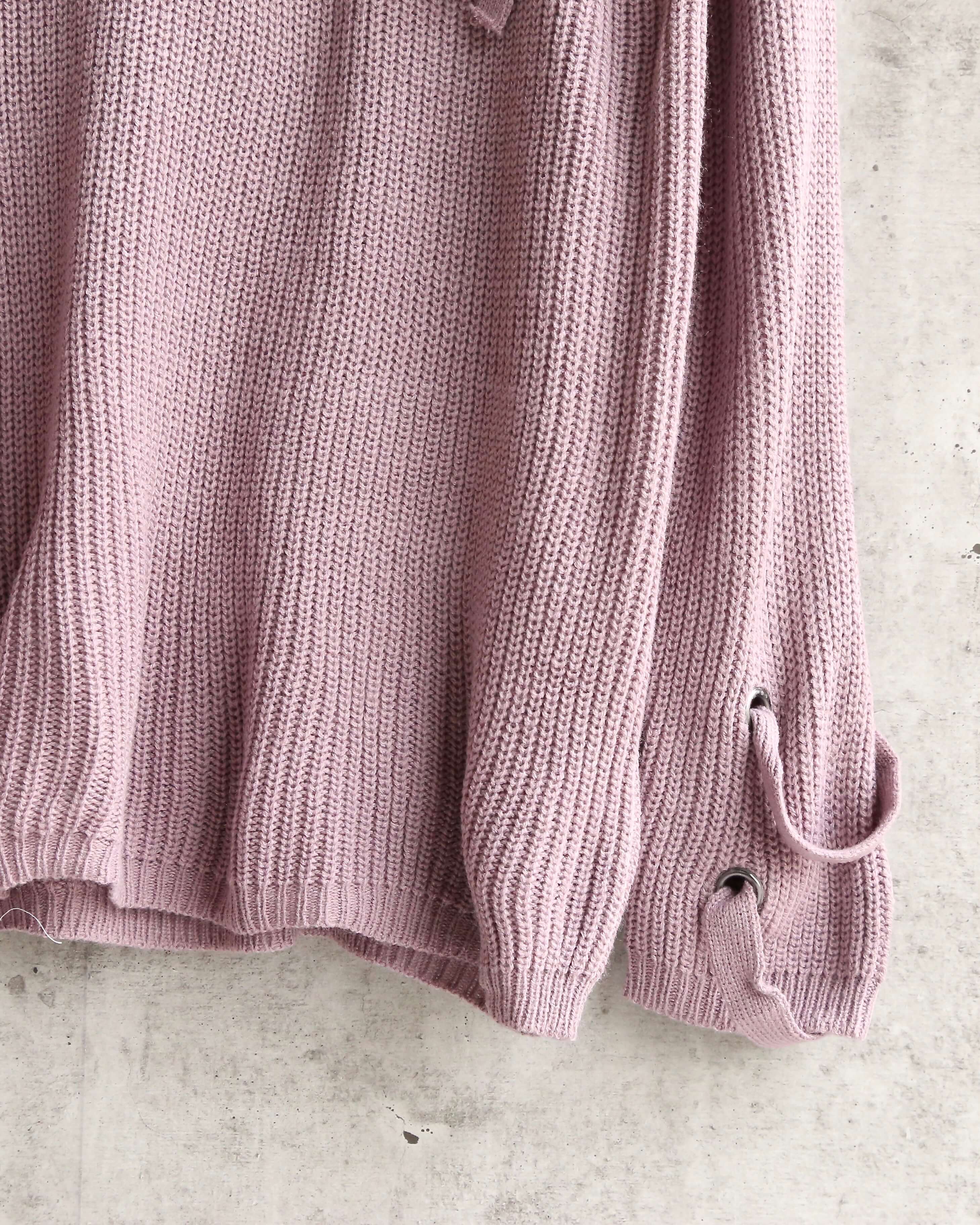 Lace Up Grommet Knit Sweater in Dusty Purple – Shop Hearts