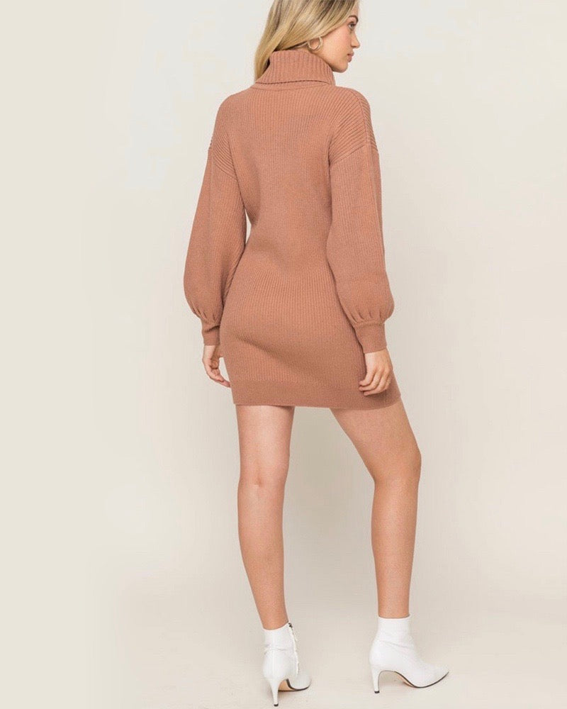 Lush Clothing - Turtleneck Sweater Knit Dress in Dusty Mauve – Shop Hearts