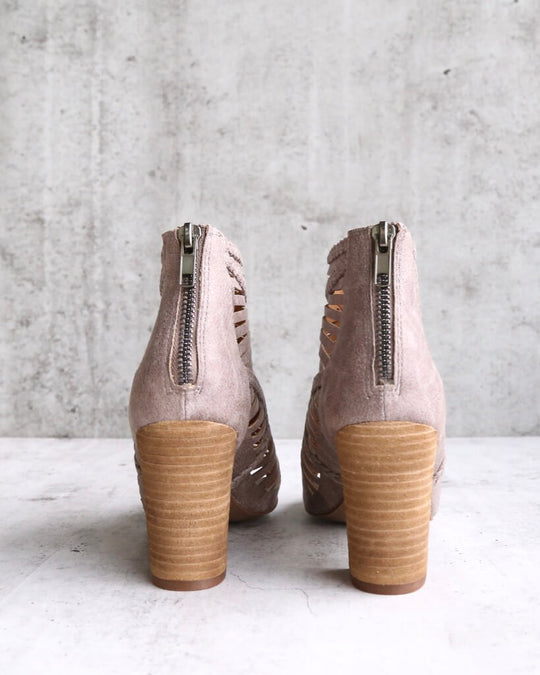 Not Rated - Love To All Woven Cutout Ankle Heeled Bootie in Grey – Shop ...