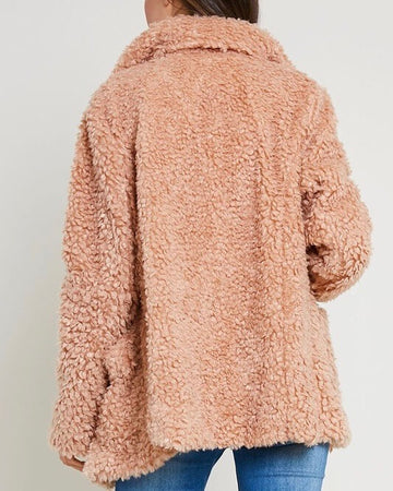 Open Front Teddy Bear Jacket With Pockets - Fall Rose – Shop Hearts