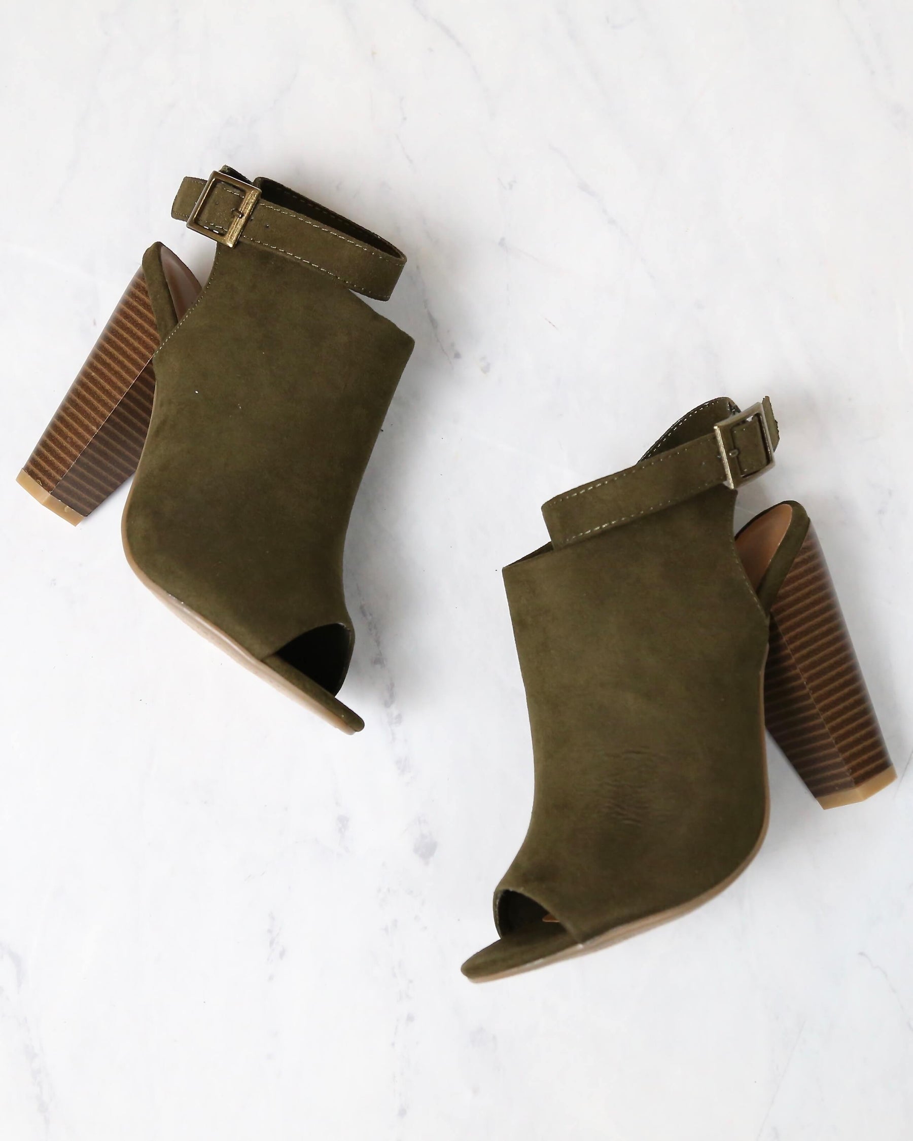 Vegan Suede Wrap Around Ankle Peep Toe Booties in More Colors – Shop Hearts